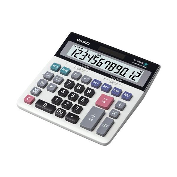 在庫状況：在庫僅少/◆加算器方式で経理など実務に最適。税計算機能/12桁机の上にこれ1台!キーが大きいデスクタイプ【W184xD186xH41mm】/[DS120TW]