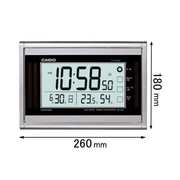在庫状況：お取り寄せ/◆太陽電池とリチウム電池を組み合わせたハイブリッド電源の置き掛け兼用電波時計です。生活環境お知らせ機能搭載。◆サイズ：180×260×35mm◆電波受信機能　◆電波受信マーク表示　◆電波受信インジケーター　◆温度計測機...