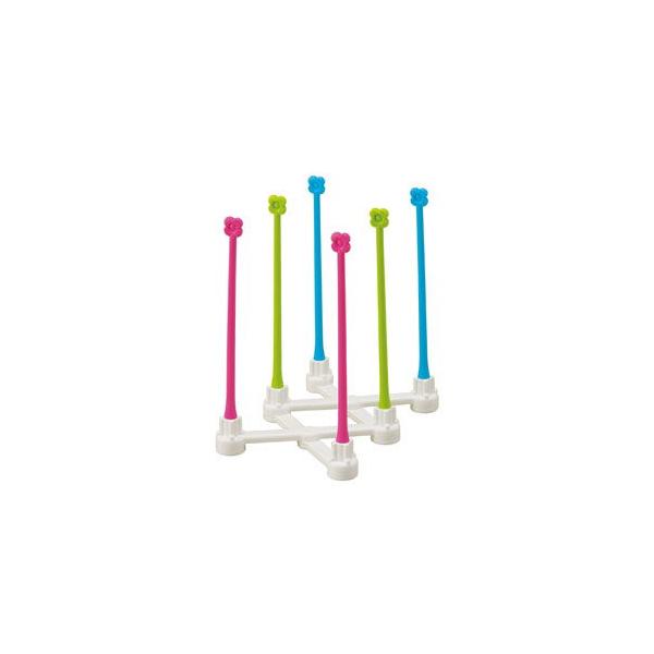 在庫状況：お取り寄せ/お届け：約2週間/●ペットボトル、チャック袋、牛乳パック、哺乳瓶等を6本乾かせるスタンド●使いたいスペースや干す物に合わせて伸縮できます。省スペースで見た目もすっきり●使わないときは簡単に小さく折りたためてコンパクトに...