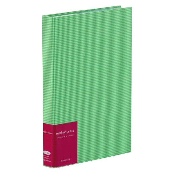 在庫状況：お取り寄せ/◆キュートなギンガムチェックの布張り表紙◆最大収容サイズ：縦89mm×横129mmまたは縦254mm×横89mm◆写真収容枚数：E・Lサイズ(246枚)　パノラマ(82枚)/[XP220230]