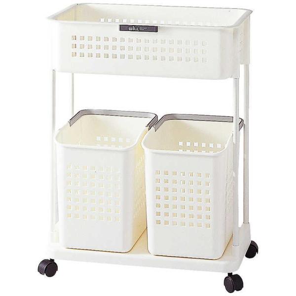 在庫状況：お取り寄せ/7日〜10日で出荷/仕分けに便利な2段ランドリー。キャスター付なので移動もラクラク◆洗濯物を収納するのに便利なランドリーラック◆洗う服に合わせて仕分けできます。◆移動に便利なキャスター付き。/[ウイルランドリWタイプW]