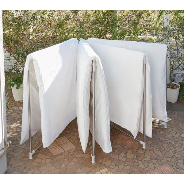 在庫状況：お取り寄せ/お届け：約2週間/◆安定性抜群の扇形◆シングルサイズのふとんが4枚干せる◆コンパクトに収納可能・サイズ(約)：1190〜2325×1155mm/[NY290ベストコ]