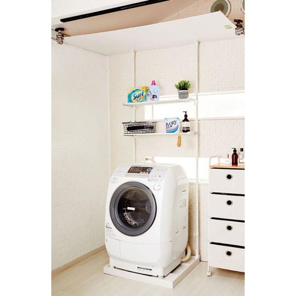 在庫状況：お取り寄せ/7日〜10日で出荷/◆防水パンにも床にも対応(防水パン対応パーツ付き)◆小物収納に便利なフラット棚◆横幅の伸縮可能・サイズ(約)：660〜990×265×2000〜2700mm/[NY294ベストコ]