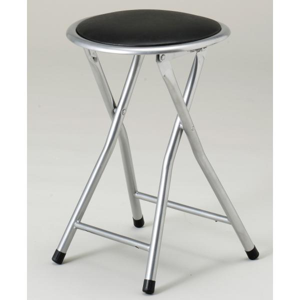 在庫状況：お取り寄せ/7日〜10日で出荷/◆使用しない時は折りたたんで収納できます。◆定番のブラック色、しっかりとした作りのスチールパイプはシルバー色で上品な印象を与えます。◆ロックピン付きなので、座面を開いた際に自動でロックがかかります。...