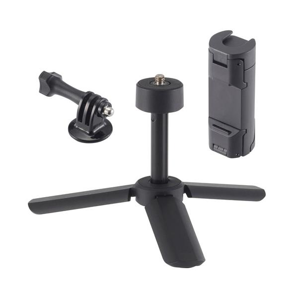 在庫状況：お取り寄せ/お届け：約2週間/2020年06月 発売/◆自撮り棒としても使えるミニ三脚とスマートフォンを固定できるモバイルホルダー、アクションカメラ用マウントのセット◆三脚とグリップの2WAY仕様◆約60〜80mm幅のスマートフォ...