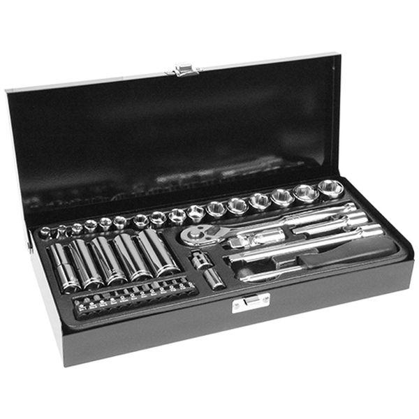 在庫状況：お取り寄せ/取引先在庫あり2日〜4日で出荷/◆差込角6.35mm、9.5mmのソケットレンチセット◆ボルト、ナット類の締付け、緩め作業◆72山ギア採用のラチェットハンドルで、細やかな動きを実現し、狭い場所でも作業性が抜群/[ESR...