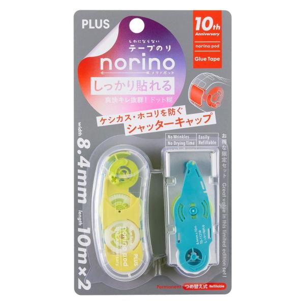 在庫状況：お取り寄せ/2026年02月 発売/◆モバイル型テープのり(norino pod)ちょっぴりお得な本体+リフィルセット◆防塵性抜群、楽々片手操作可能な “シャッターキャップ” を採用◆プリント貼り、スクラップにも最適なキレの良い(...