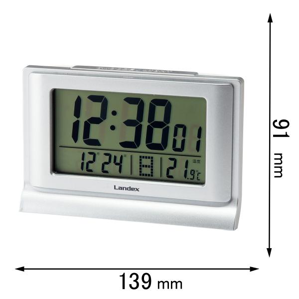 在庫状況：お取り寄せ/※時計に組み込まれている電池は動作確認用のモニター用電池です。◆目覚まし時計◆サイズ：91×139×41mm(H×W×D)◆オートカレンダー　◆温度表示　◆スヌーズ(約5分)　◆ライト　◆電子音