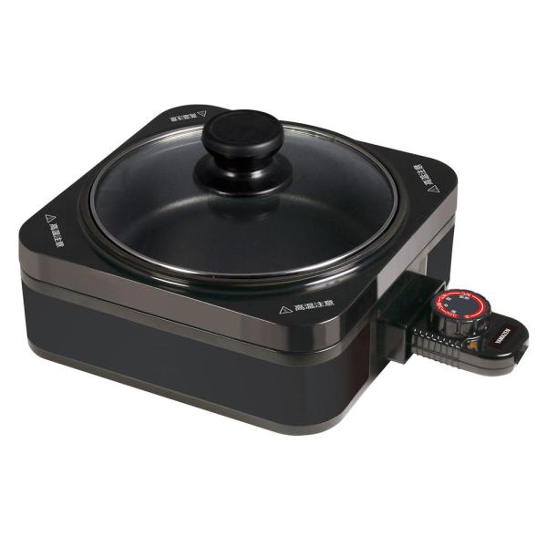 在庫状況：お取り寄せ/◆波型プレート・鍋プレートの2枚組◆温度調整機能(保温80℃〜強210℃)◆お手入れカンタン!水洗いできる着脱式プレート/[YHCW601B]