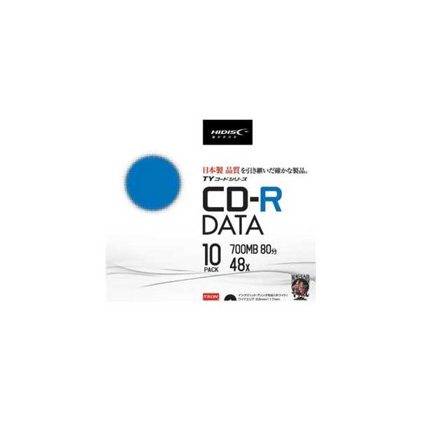 在庫状況：お取り寄せ/2016年11月 発売/◆太陽誘電のメディア生産技術を継承した高品質CD-R◆48倍速対応データ用CD-R◆スリムケース10枚パック/[TYCR80YP10SC]