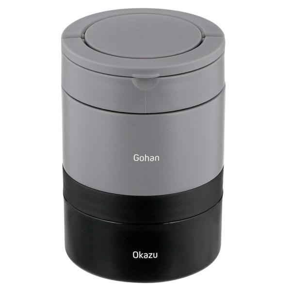 在庫状況：お取り寄せ/◆ごはん容器とおかず容器が連結するお弁当箱です◆持ち運びやすいハンドル付きで大容量なのにコンパクト◆ごはん容器は真空二重構造で、ごはん容器・おかず容器はパッキンが付いています◆容量：ごはん容器550ml・おかず容器30...