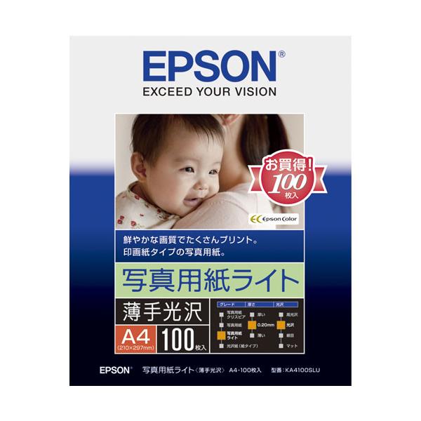 在庫状況：在庫あり/2013年09月 発売/最新の対応機種は、メーカーページでご確認下さい。◆写真用紙ライト 薄手光沢◆用紙種類：光沢◆サイズ：A4サイズ◆枚数：100枚/[KA4100SLU]