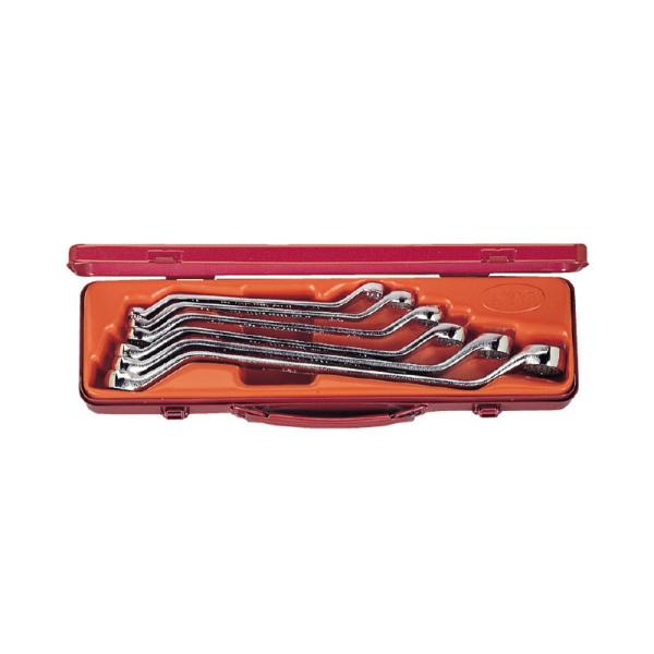 在庫状況：お取り寄せ/7日〜10日で出荷/◆メガネ部オフセット45°のロングめがねレンチ6本組セットです◆ケース付きです◆十二角タイプです/[M256KTC]