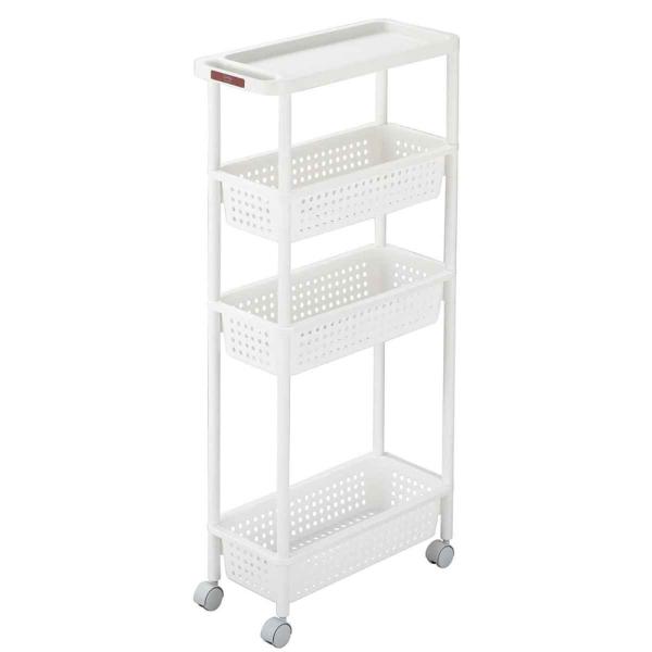 在庫状況：お取り寄せ/7日〜10日で出荷/◆幅21.5cmの4段タイプです。◆キャスター付きで引き出せるから奥の物も取りやすい隙間収納キッチンワゴンです。◆キャスター付きだから、お掃除の際も物を乗せたまま移動できます。/[CG2S4WH]