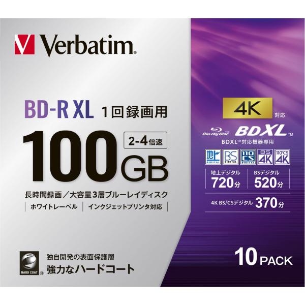 在庫状況：在庫僅少/◆1回録画用ブルーレイディスク◆独自開発の表面保護層、強力なハードコート!◆長時間録画!大容量3層ブルーレイディスク、4K対応/[VBR520YP10D4]