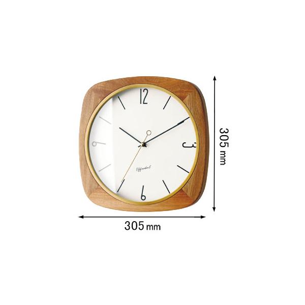 在庫状況：お取り寄せ/※電池は付属しておりません。◆ウッドフレームの内側にゴールドリングをあしらったノスタルジックなウォールクロック◆サイズ：305×305×45mm(H×W×D)◆スイープ(連続)秒針　◆壁掛け用木ネジ付属