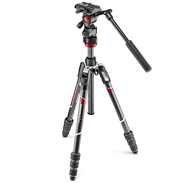 在庫状況：お取り寄せ/2018年10月 発売/◆カーボン製軽量トラベル用ビデオ三脚キット◆センターポール上部のレベリング機構で水平出しが可能◆付属のフルードビデオ雲台により、滑らかな動画撮影/[MVKBFRTCLIVE]