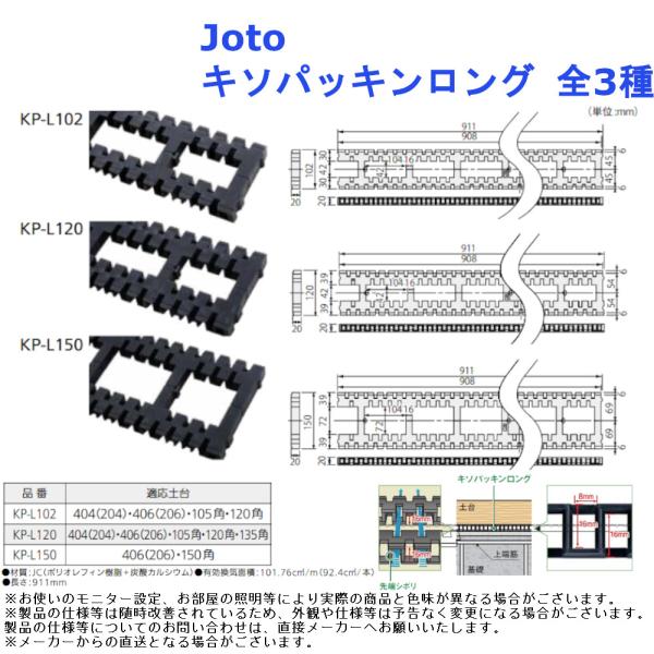 【Joto キソパッキンロング】■建物の耐久性と省エネ効果を高めるJotoのキソパッキング工法■特殊構造の換気スリット＋防鼠材(先端シボリ)で、床下の湿気を効率よく排出！品番：KP-L102、KP-L120、KP-L150適応土台：KP-L...