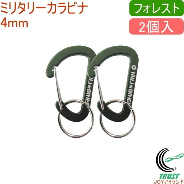 ミリタリー系カラーカラビナ。フォレスト（くすんだ青みの緑）、2個セットです。※このカラビナは登山用ではありません。※ご使用のパソコンの設定や環境などにより、画像と実物の色合い等が異なる場合がございますがご了承ください。 ■ネコポス（全国一律...