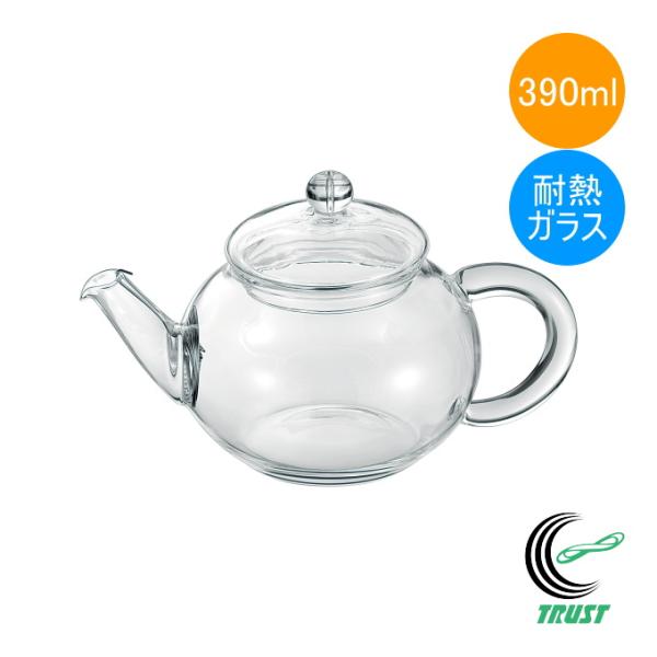 耐熱ガラス製のティーポット390mlタイプです。注ぎ口のところに18-8ステンレスの茶こし付です。【サイズ】（約）幅102×全長175×高さ100mm、170g【容量】（約）390ml【材質】耐熱ガラス（耐熱温度120度）18-8ステンレス...