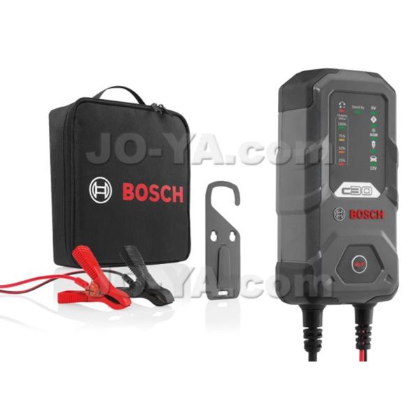 BOSCH BBC-C30 Battery Charger　ボッシュ・バッテリーチャージャーC30は、バイク用の6V・12Vから小型乗用車サイズの12Vバッテリー対応。 トリクル充電機能は使用頻度の低い車両のバッテリー上がり防止に役立ちます...