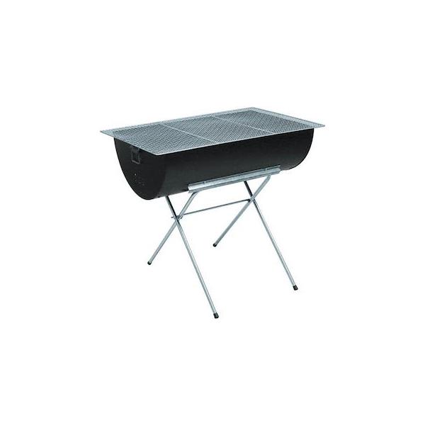 組立簡単　大人数向けBBQコンロ。ドラム型コンロを脚に乗せるだけの簡単設置・ ドラム型のコンロを折り畳めるX脚にのせるだけの簡単設置。網の移動を防ぐ網ストッパーと、持ち運びもしやすいハンドル付きです。サイズ：約800W×500D×725H材...
