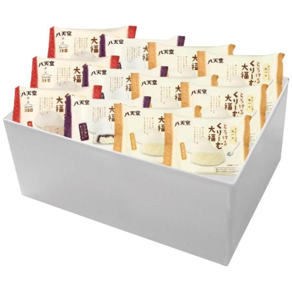 　八天堂　とろけるくりーむ大福3種12個詰合せ・2261-016（メーカー直送品・冷凍便）くちどけにこだわり、これまでの大福にはない『スプーンで食べる』とろけるくりーむ大福になっています。持ち上げることができないほどのとろける生地で特製のカ...