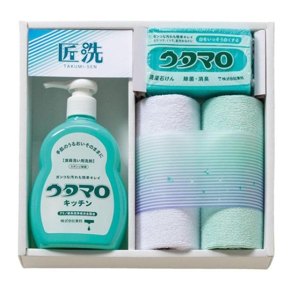 ★ ウタマロ石鹸 キッチン洗剤ギフト キッチン用洗剤・　台所用合成洗剤 粗品 景品 記念品 UTA-155　　しつこい油汚れをスッキリ落とすこと、　　手肌にやさしいこと。　　この２つを兼ね備えた食器洗い用洗剤です。●主洗浄成分は、　　手肌と...