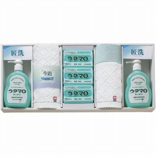 ★　 ウタマロ石鹸 キッチン洗剤ギフト 今治ウォッシュタオル キッチン用洗剤　　　台所用合成洗剤  UTA-405A　C7227-076　主洗浄成分は、　　手肌と環境にやさしいアミノ酸系洗浄成分。　　ギトギト油はスッキリ落としても、　　手肌...