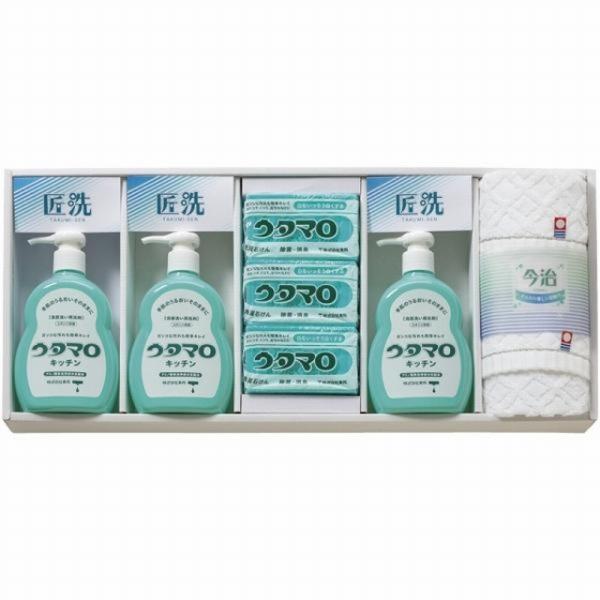 　　★ ウタマロ石鹸 キッチン洗剤ギフト 今治ウォッシュタオル キッチン用洗剤　　　台所用合成洗剤 UTA-505A　C7227-080　　　　粗品 景品 記念品　主洗浄成分は、　　　手肌と環境にやさしいアミノ酸系洗浄成分。　　　ギトギト油...