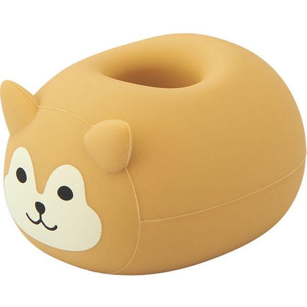 【メール便不可】シバイヌの寝ころびペンスタンドです。ペン先にやさしいシリコンゴム製。本体内部の段差でペンをしっかりホールド。底部のマグネットで簡単に固定できます。好きな場所に貼れるスチールプレート付き♪柴犬がかわいいですよー♪★サイズ：約W...