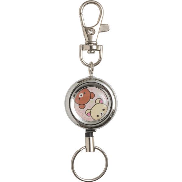 【メール便可能】リラックマのリールキーホルダーです☆カバンに付けたまま使える、便利なリールタイプ！カギやネームホルダーなどを付けて使ってねー♪★リールサイズ：約H10×30φmm★仕様：金属製、リールタイプ/OP袋入り