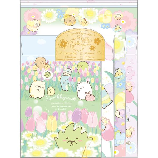 【メール便可能】すみっコぐらしのレターセットです☆ようせいになったすみっコたちがかわいい☆人気のお花モチーフやようせい姿のすみっコたちがとっても華やかな「ざっそうとようせいのお花畑」テーマです。ボリュームタイプで、便箋と封筒が４種類入ってい...