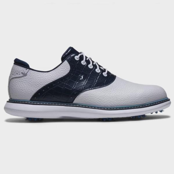 JOYLAND GOLFハミングバード・ゴルフショップへようこそ！フットジョイNEW 数量限定FJ トラディションズ・レザー・リミテッド スパイクシューズ品番 #57981  ホワイト/ネイビー26.0cmWオープン価格（参考価格￥28,6...