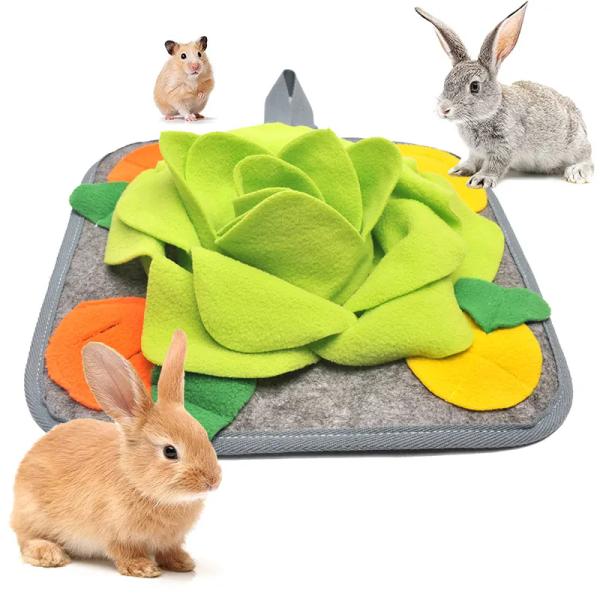 うさぎの本能を刺激する嗅覚遊び自然の中で食べ物を探すといううさぎ本来の習性を活かしたスナッフルマット。おやつやフードをマットのすき間に隠すことで、うさぎが鼻や手を使って探す楽しみを提供します。ストレス発散＆リラックス効果嗅覚を使った遊びは、...