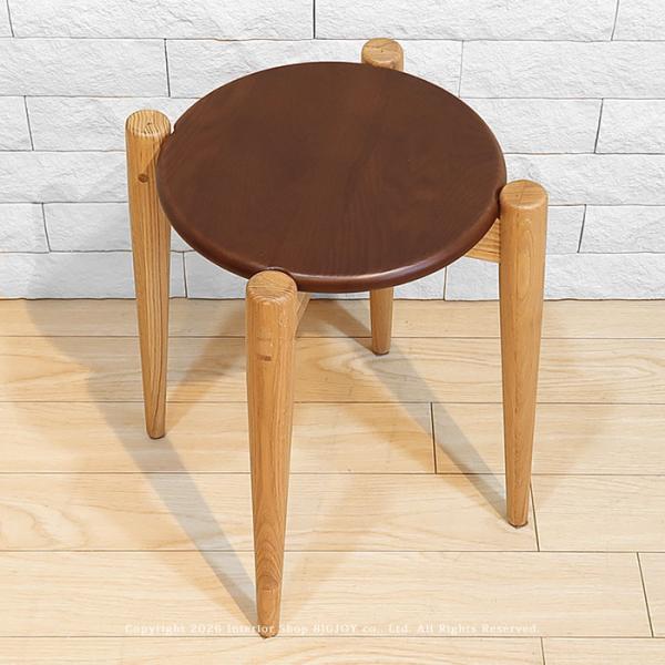 無垢材 丸くてかわいいスツール レストランの待合用にも