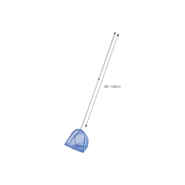全長125〜195cm(ポール:90~160cm無段階伸縮式)、460gネット(三角間口の立体縫製)：間口36×35cm、深さ20cm、網目約2mmネット：ナイロン、支持枠：3.6mm硬線(全周PVCカバー付)、ポール/スチール(PVCコー...