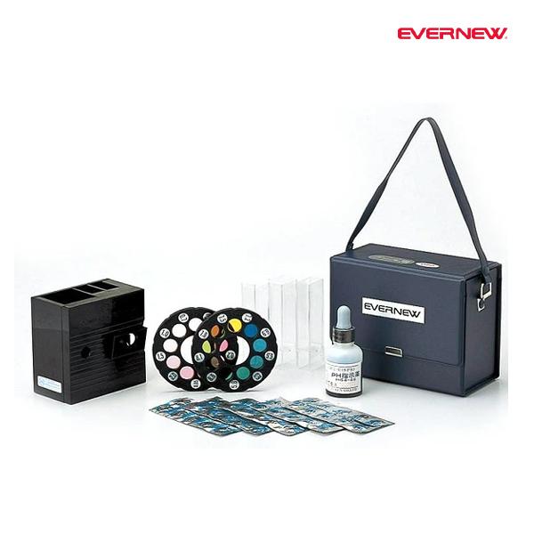 DPD法比色測定検査器(比色板ワンタッチ入れ替え式)遊離残留塩素(比色板9段階測定:0.05〜2.0)水素イオン(比色板9段階測定:pH5.8〜8.6)を測定。○セット内容：本体ボックス1個　測定用フタ付ビーカー2本　　　　　　　　フタなし...