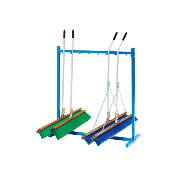 幅130cm×奥行60cm×高さ137cm、12.5kgスチールコートブラシ8本掛け。柄の固定フックを掛けるだけ。ブラシが安定する幅広フック。ブラシを整理・収納できます。
