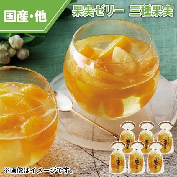 【発売日：2026年04月01日】黄桃、みかん、パインアップルをやわらかなゼリーで包みました。３種類の果実の美味しい調和とそれぞれの果実特有の風味と食感をお楽しみいただけます。【商品提供者コメント】