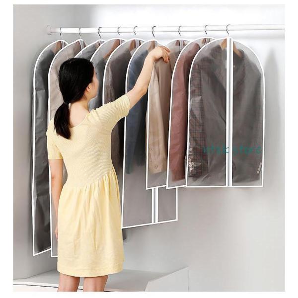 商品名:洋服カバー スーツカバー 衣類カバー 防水 防虫 5枚セット 衣類収納 半透明式 繰り返す使用可能 型崩れ防止 防塵 防湿 防カビ クローゼット 家庭用 丸洗い                            商品説明:シーズ...