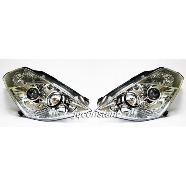 新品未使用、左右セット2003-2005y 前期用フェアレディZ33 350Z LEDデイライト&amp;DRL付ヘッドライトクローム仕様純正キセノン対応日本仕樣、左側通行用前期用 H14/7-H17/8には取り付け対応バルブハイH1、ロウ...