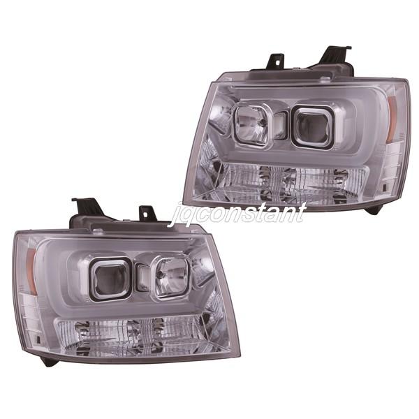 新品未使用、左右セット2007-2011y タホ/サバーバン/アバランチ ファイバーLED コ字 ヘッドライト クロームインナーバルブハイH1、ロウH7(付属しています)光軸調整機能ありますが、日本の車検規制に収まれないこともありますので、...