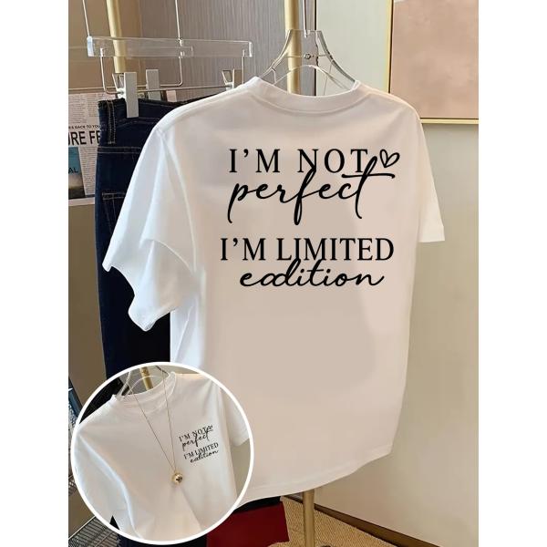 「I'M Not Perfect」リミテッドエディションプリント「完璧じゃない私でいい」というポジティブなメッセージをファッションで表現。自分らしさを大切にする女性にぴったりの一枚です。春と夏に最適なカジュアルデザイン通気性の良いコットン素...