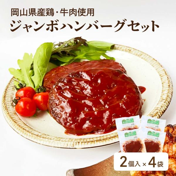 岡山県産の素材を使用したボリュームたっぷりジャンボハンバーグのセット国産鶏使用 ハンバーグ 送料無料 国産 手作り 誕生日 お中元 ギフト プレゼント 国産鶏 鶏 チキン ジャンボハンバーグ グルメ 食肉  お取り寄せ 贈り物 母の日 父の...