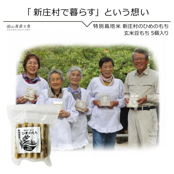 ■品名:玄米豆餅<br>■原材料:新庄村産特別栽培米ヒメノモチ玄米、国産大豆、食塩<br>■内容量:5個<br>■保存方法:要冷蔵（10度以下）<br>■賞味期限：製造から2ヶ月<br&...