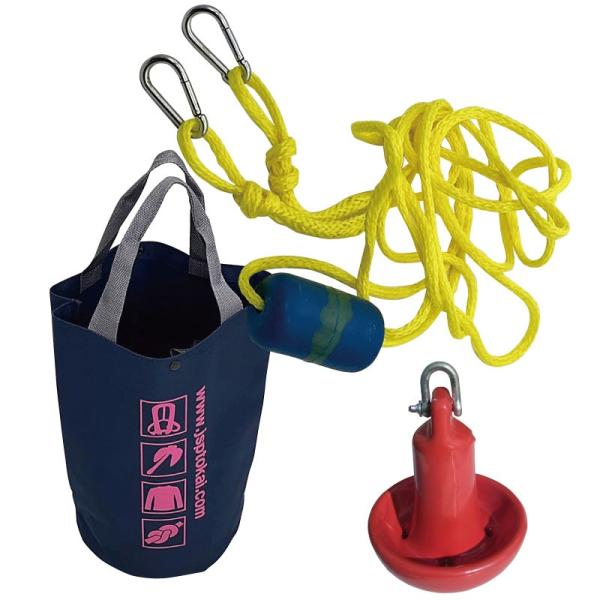 砂地での使用に効果的で海底(川底)などに引っ掛けるのではなく、アンカーの重さで留めます。表面にPVCコーティングが施されているため船体へのキズと錆を防ぐ扱いやすいアンカーです。【商品仕様】■セット内容：アンカー・フロート付きロープ(長さ約5...