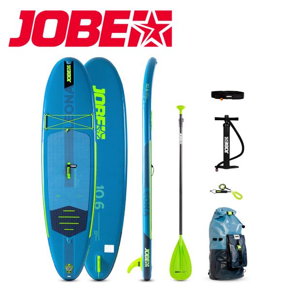 JOBE Leona 10.6 Inflatable Paddle Board Packageエアロ レオナ SUP ボード 10.6パッケージボードのトップにはストリンガーがあり、エックスファウンデーション構造でより軽量なインフレータブル...