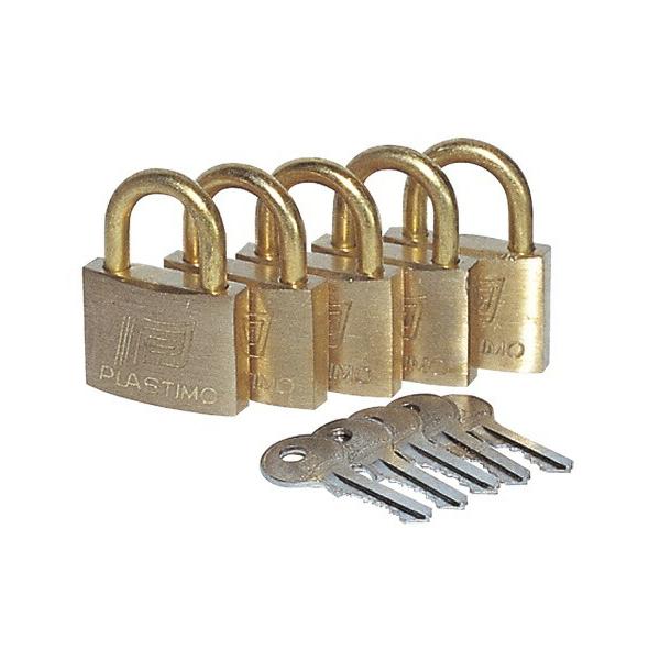 ●盗難を防ぐブラス製ロック(本体：ブラス製）なので錆に強く丈夫です。●5個セットで共通キーを使用していますので、1つのキーで5個全てロックできます。