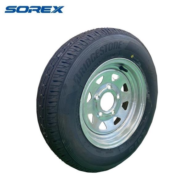 メーカー名/商品名：ソレックス タイヤ＆ホイール 12インチメーカー品番：SRX-016-02BLSタイヤサイズ：145/R12/6PRホイール　　：5穴 / PCD：114.3 / オフセット：0 / ホイール幅：4J12インチタイヤ＋ホ...